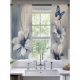 Blossom Floral Blue Butterfly Chiffon Sheer Curtains 63 Inches Long ...