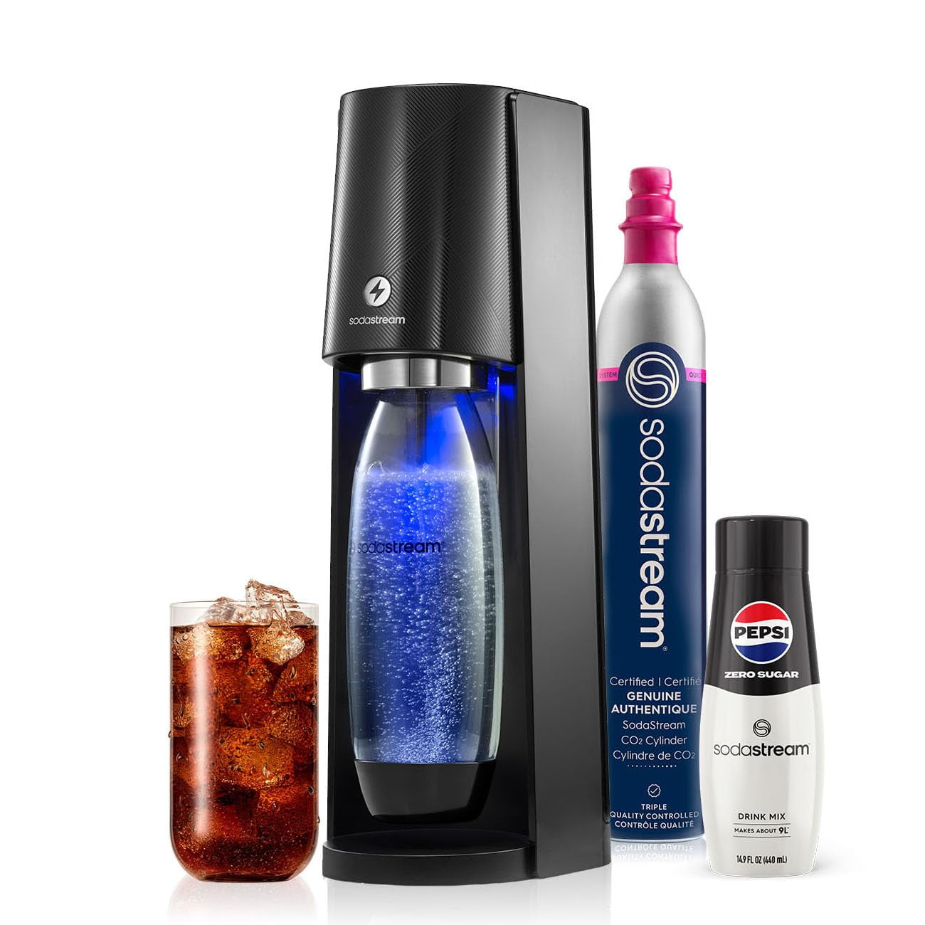 Máquina para hacer agua con gas SodaStream E-TERRA (negra) con CO2 ...