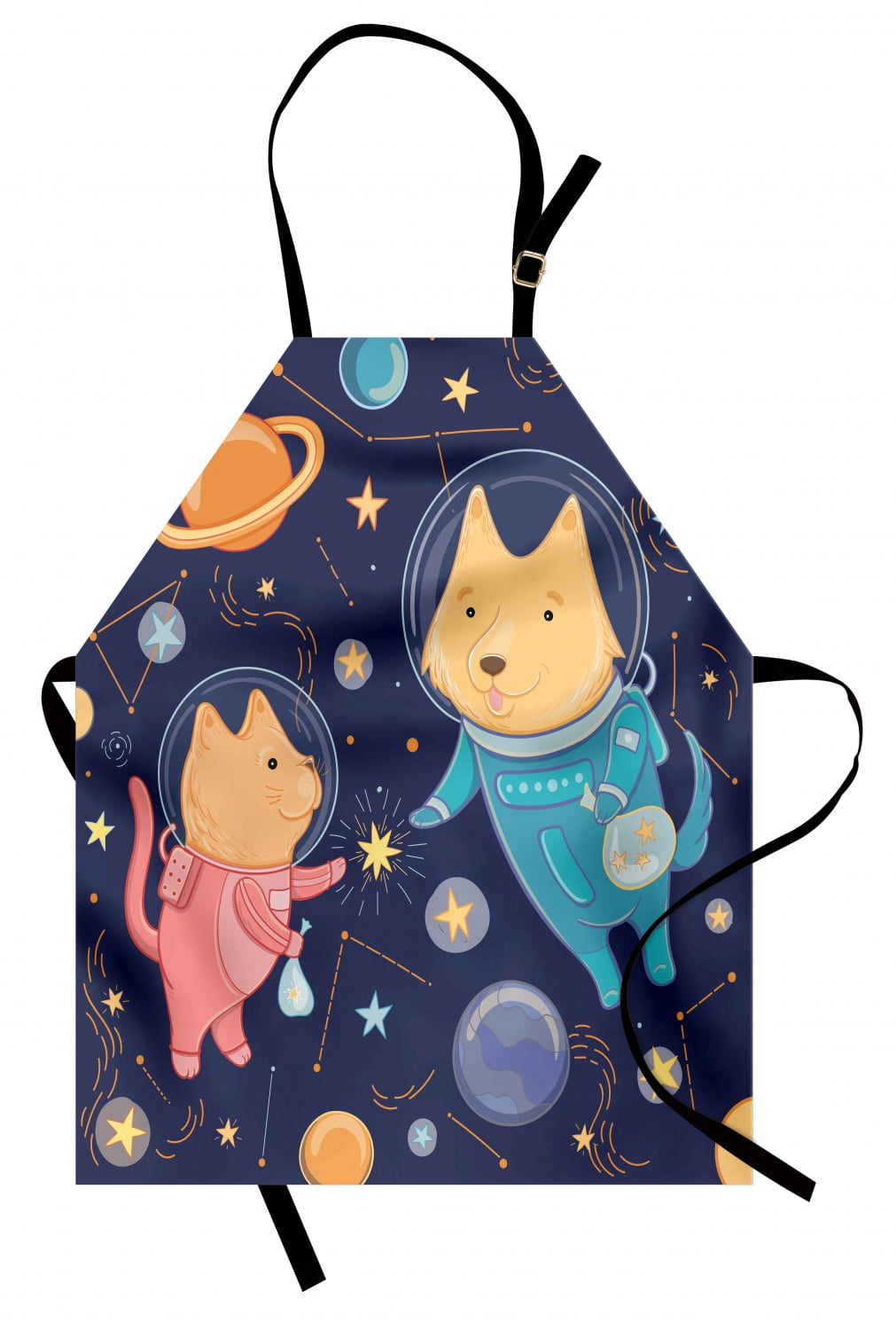 Space Apron Cartoon Dog and Cat Floating among the Stars Animal ...