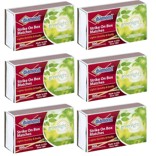 1800 Diamond Strike on Box Kitchen Matches - 6-Pack of 300 Count ...