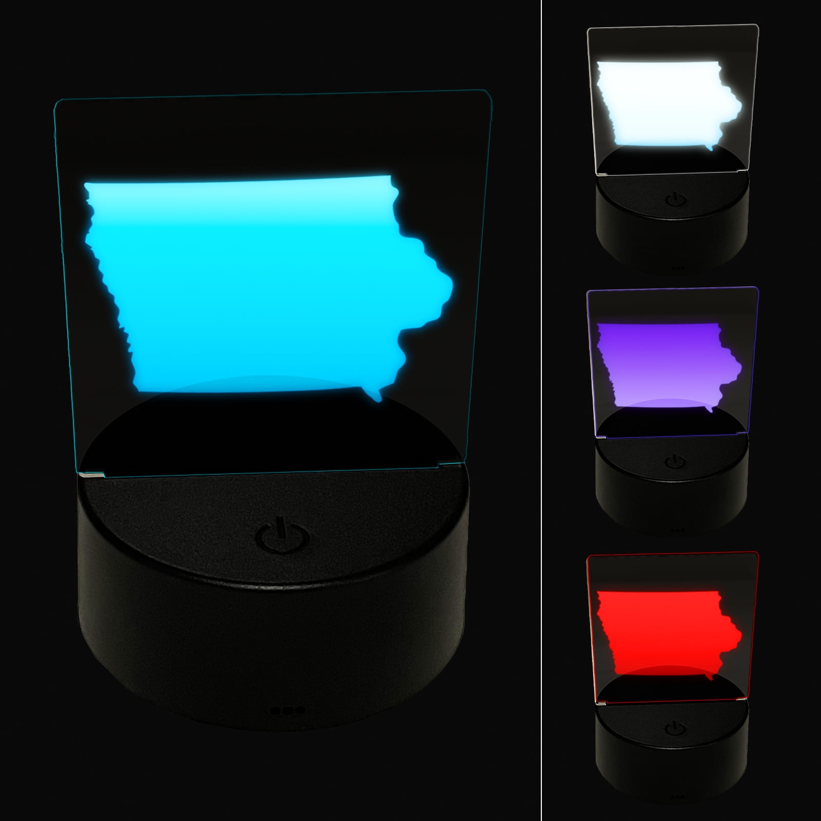 Iowa State Silhouette LED Night Light Sign 3D Illusion Desk Nightstand ...