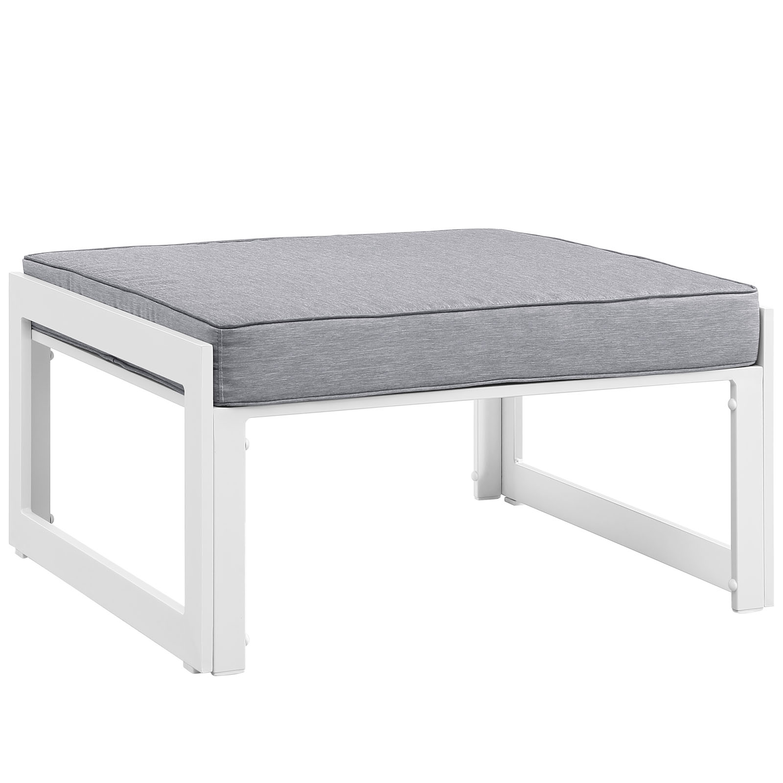 Modern Urban Contemporary Outdoor Patio Ottoman, White Grey Fabric ...