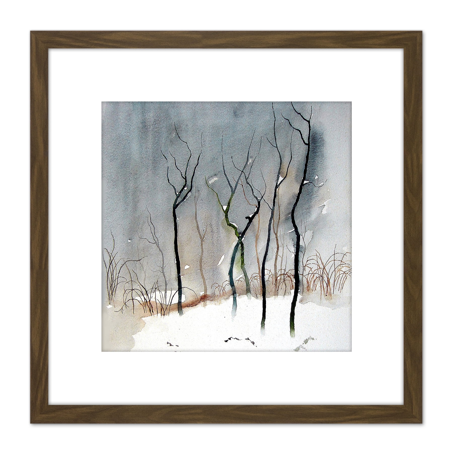Eduard Tomek Krajina 5 Winter Trees 8X8 Inch Square Wooden Framed Wall ...