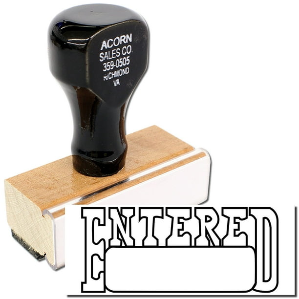 Entered with Date Box Rubber Stamp, Wooden Handle Rubber Stamp, Laser ...