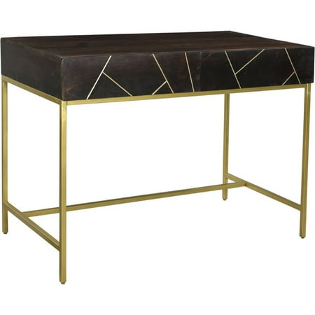 Moe's Tyler 2 Drawer Writing Desk in Dark Brown and Gold | Walmart Canada