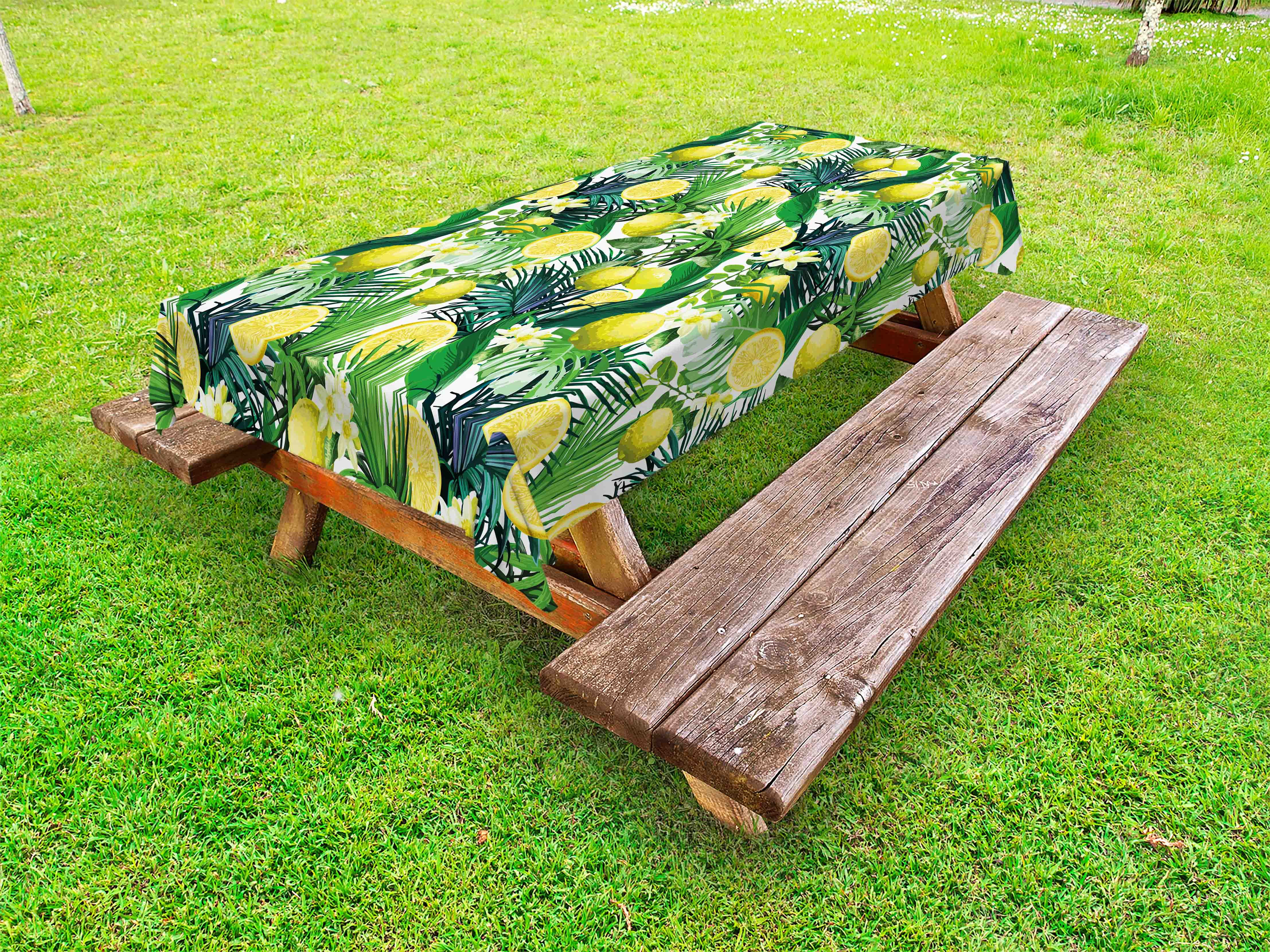Nature Outdoor Tablecloth, Tropical Plants with Large Evergreen Leaf ...