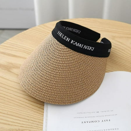 SHTUUYINGG Straw Empty Top Hat Women Summer Letter Sun Hat Sun ...