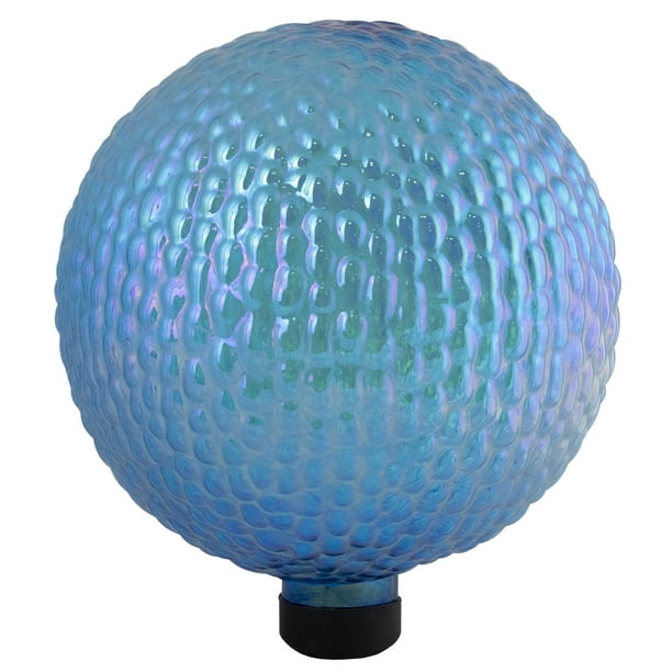 10" Iridescent Blue and Purple Textured Glass Outdoor Gazing Ball ...