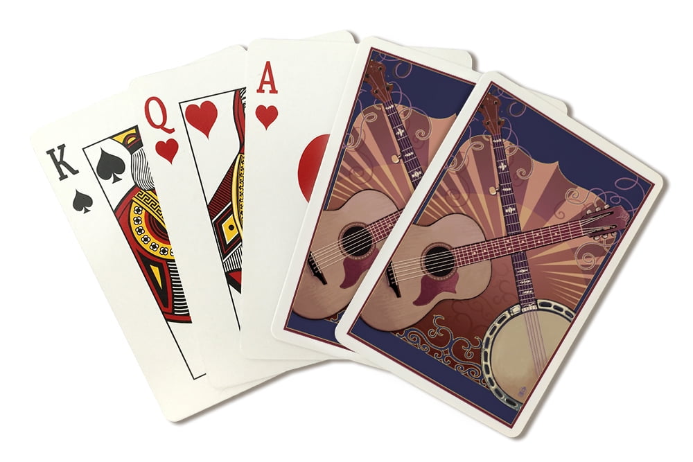 Guitar and Banjo, Lantern Press, Premium Playing Cards, 52 Card Deck ...
