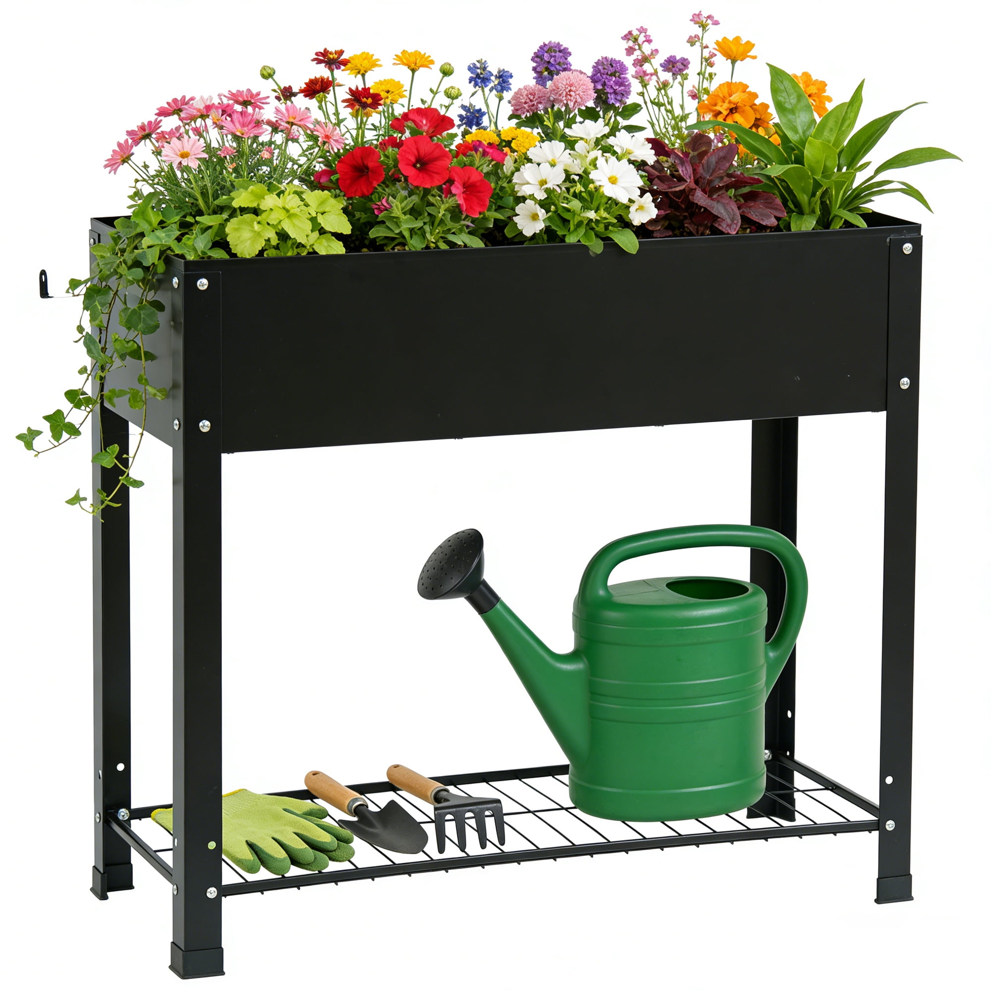 Noble House 2-Tier Raised Garden Bed with Storage Shelves,Elevated ...