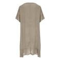Ahabrexf Short Sleeve Midi Dress for Women V-Neck A-Line Mid-Waist ...