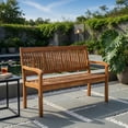 Hommoo Two-Person Solid Eucalyptus Wood Garden Bench, Outdoor & Indoor ...