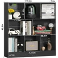 Black Wide Bookshelf,3 Tier Modern Horizontal Bookcase,Wood Low ...