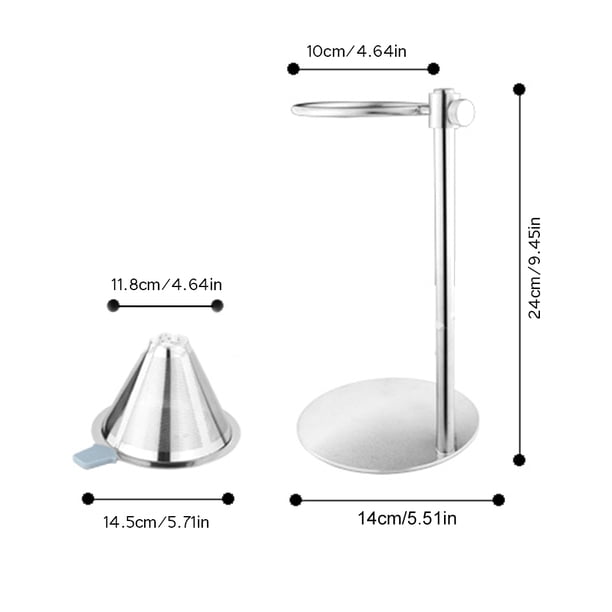 Adjustable Stainless Steel Coffee Stand with Double Filter Freestanding ...