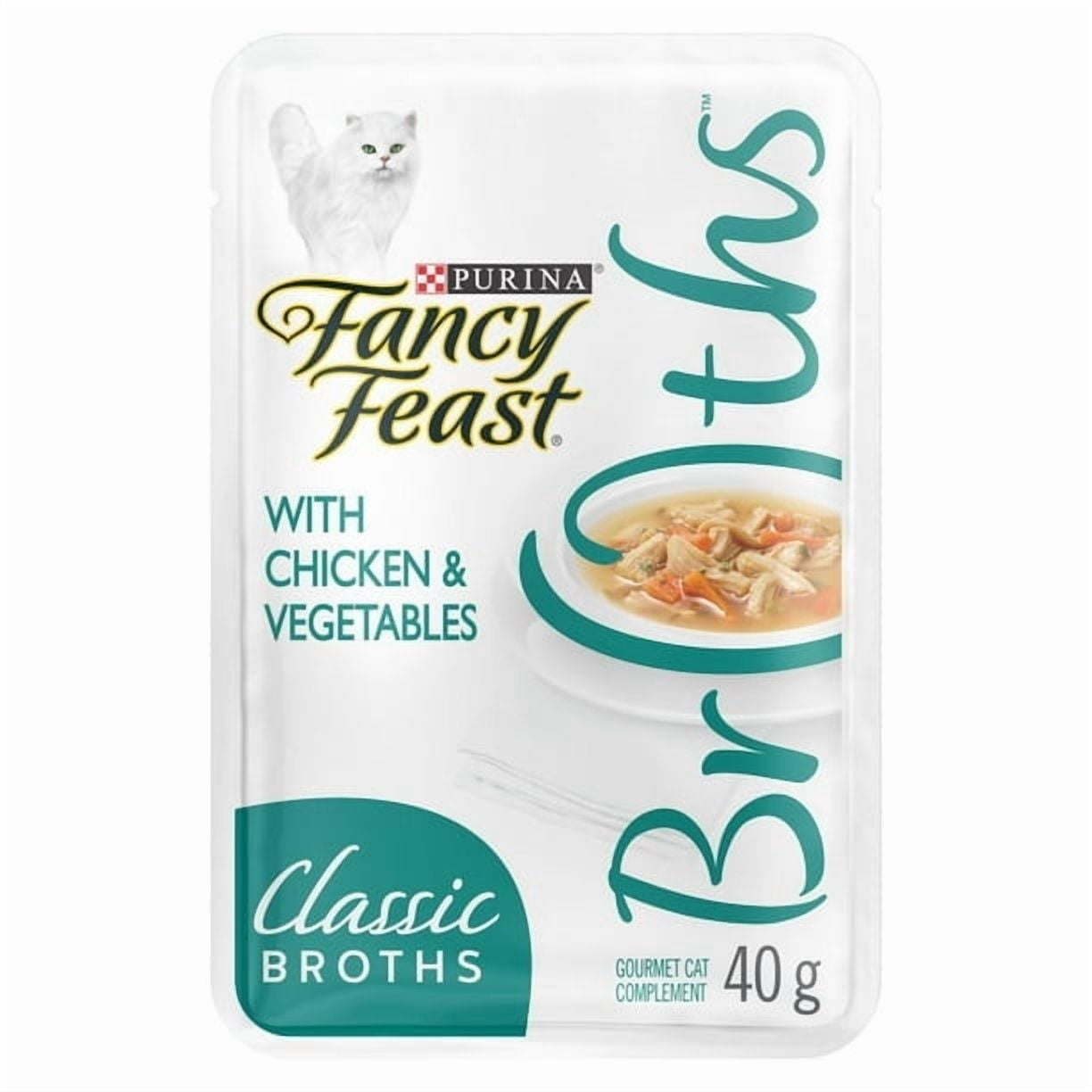 Fancy Feast Classic Broths Chicken & Vegetables, Wet Cat Food ...