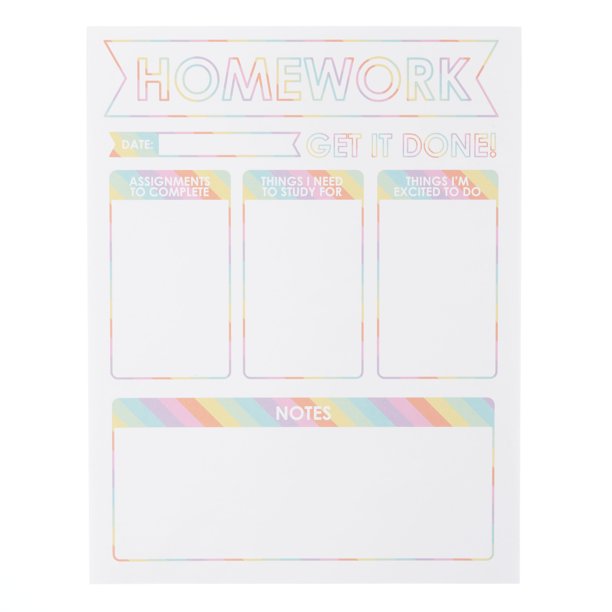 Pen+Gear Homework Planner Pad, Rainbow, 60 Sheets - Walmart.com