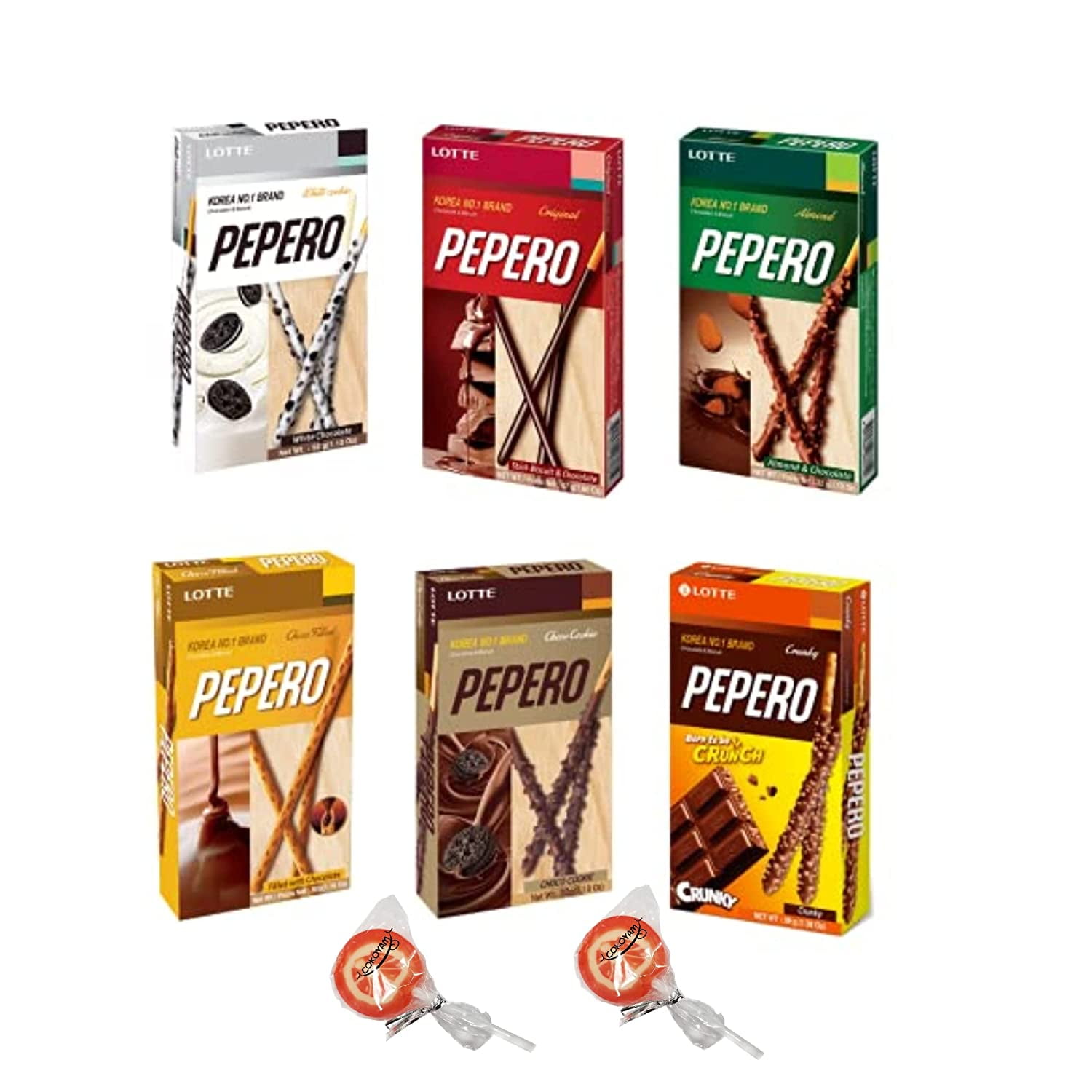 LOTTE Pepero Chocolate Sticks 6 Variety Flavors Original, Almond ...