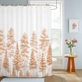 Bathroom Shower Curtain Orange Pine Tree Forest Sketch Art Waterproof ...