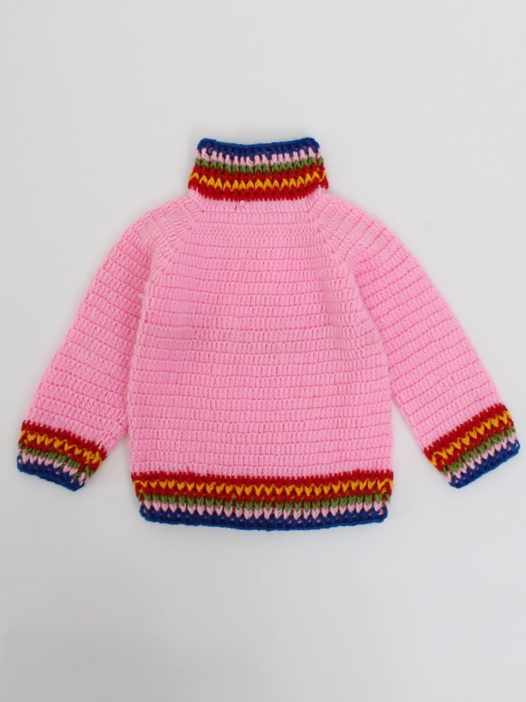 Woonie Handmade Raglan Sleeve Sweater With Multicoloured Border For ...