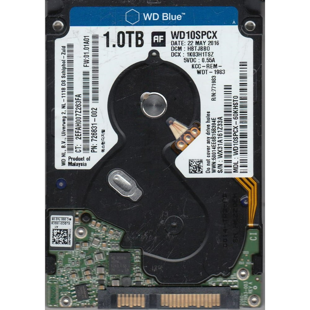 WD10SPCX-60KHST0, DCM HBTJBBO, Western Digital 1TB SATA 2.5 Hard Drive ...