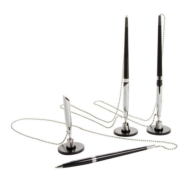 Desktop Pen - 3-Pack Counter Pens with Ball Chain, Security Gel Ink ...