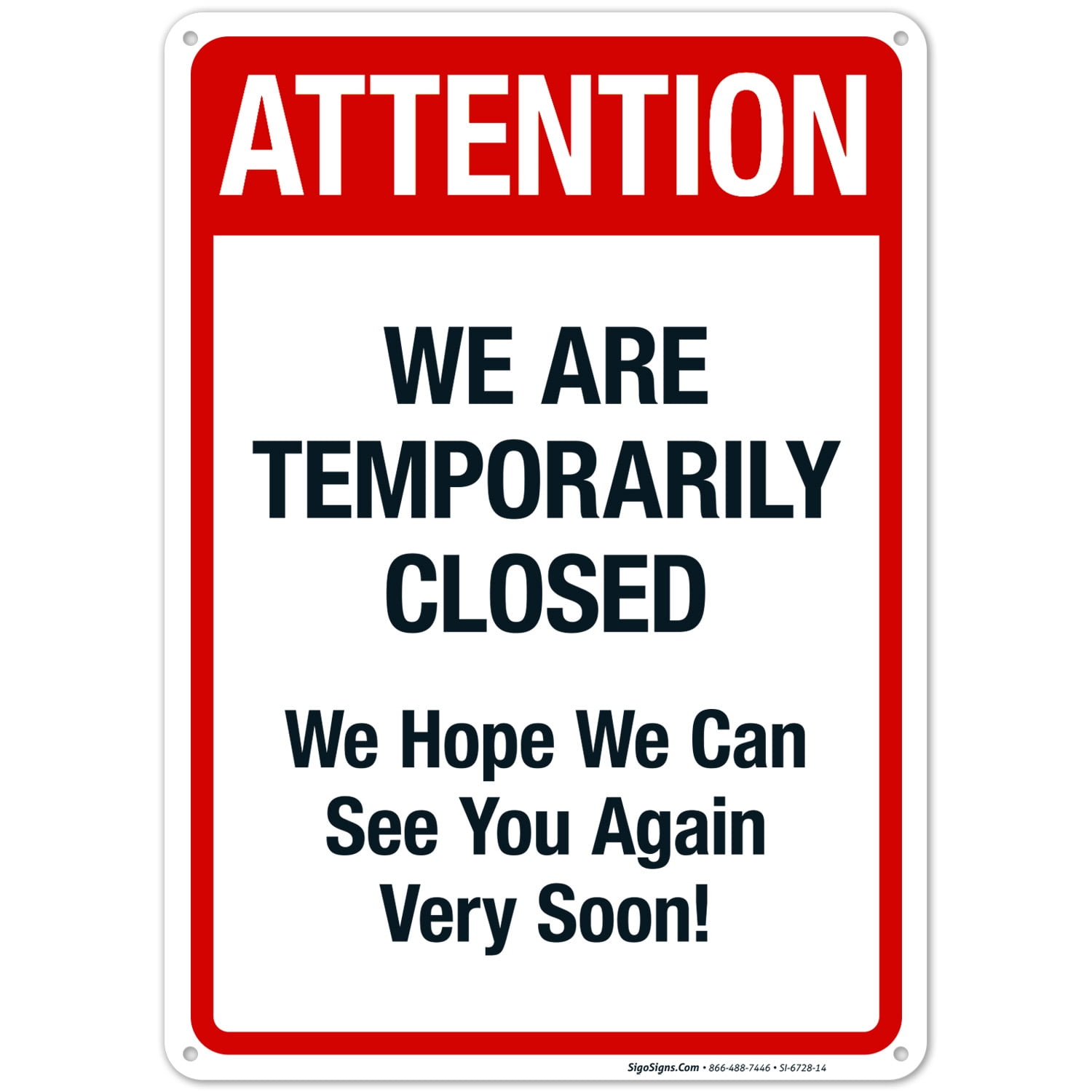 Temporarily Closed Sign