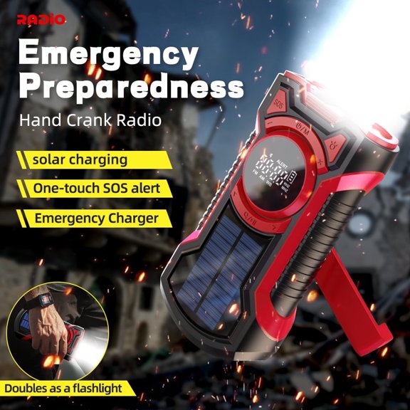 Kaito KA380 Solar Crank AM FM Emergency Weather Radio with Flashlight ...