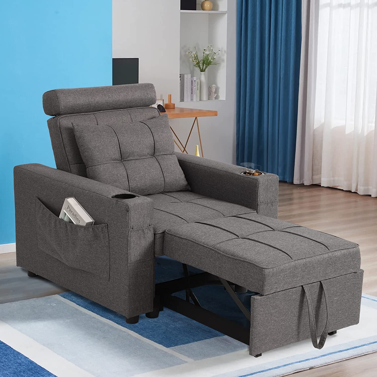 DURASPACE 39 Inch Sleeper Chair 3 in 1 Convertible Chair Bed Pull Out DURASPACE 39 Inch Sleeper Chair 3 in 1 Convertible Chair Bed Pull Out