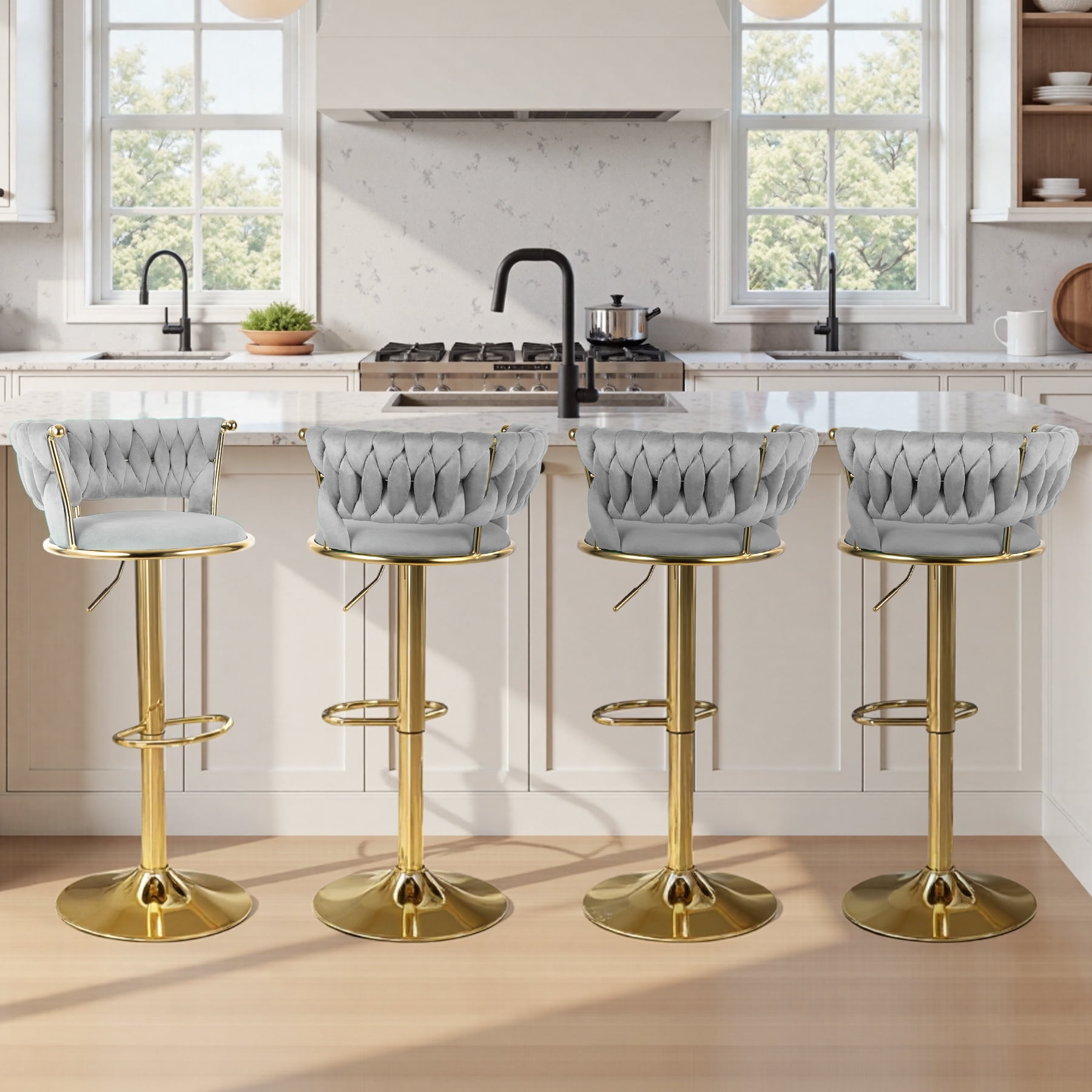 Click here for Hawsaiy Modern Velvet Bar Stools Set Of 4  Adjusta... prices