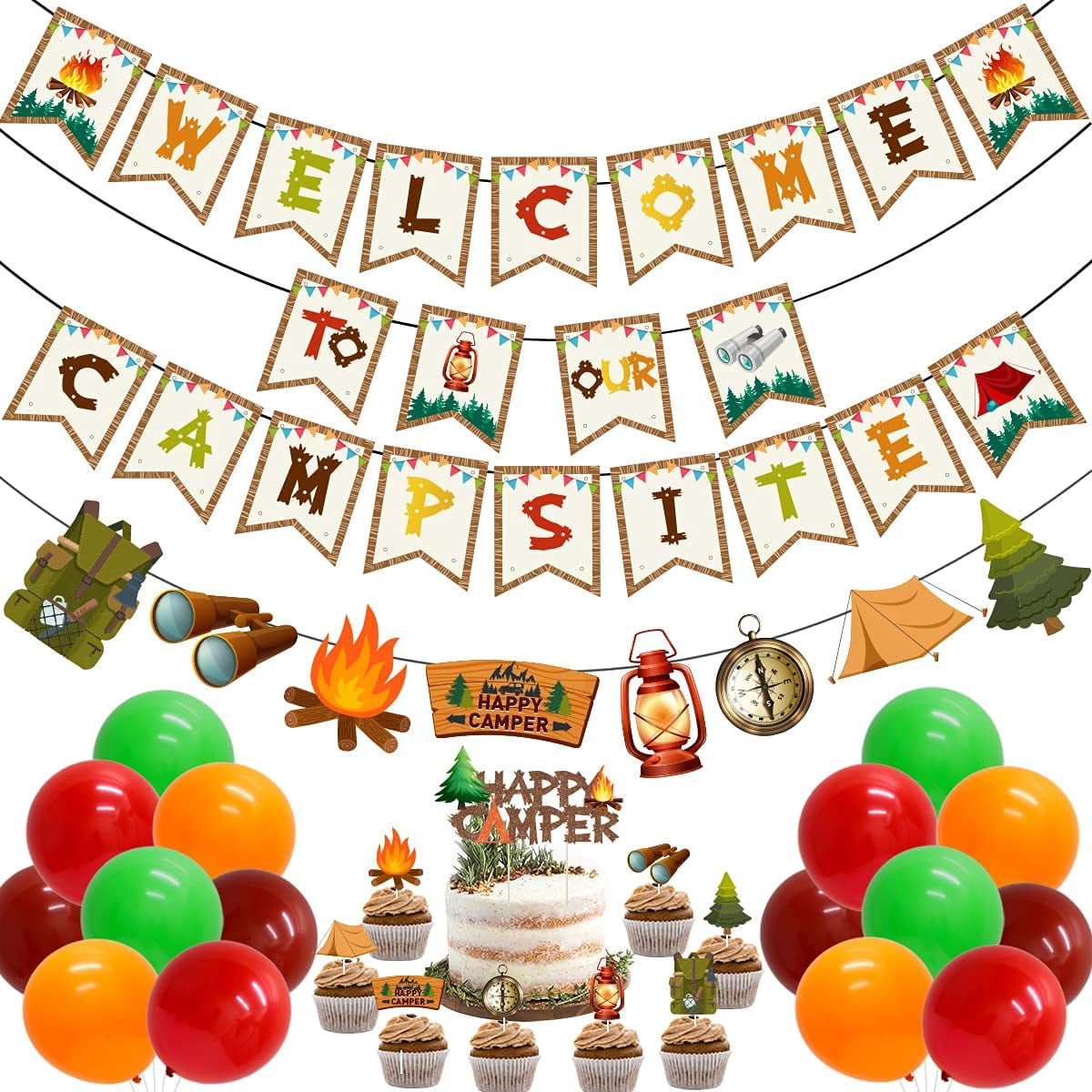 Camping Party Decorations for Girls Boys Adults Include Welcome to Our ...