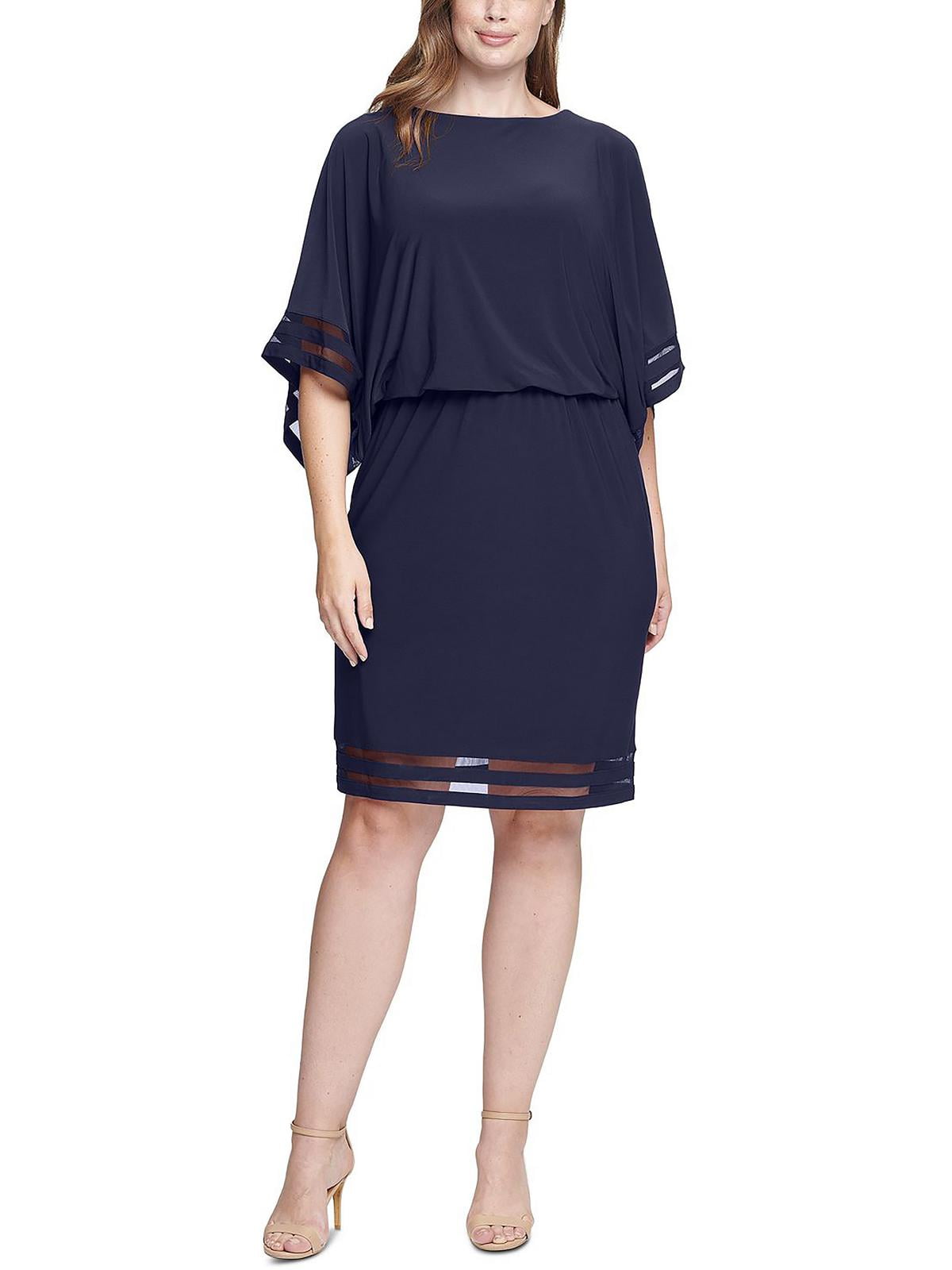 Jessica Howard Womens Plus Illusion Trim Blouson Cocktail And Party