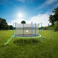 12FT Playground Trampoline with Slide, Swings, Basketball Hoop, Safety ...