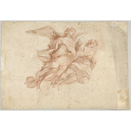 Two Angels Flying; verso: God the Father Seated in the Clouds and a ...