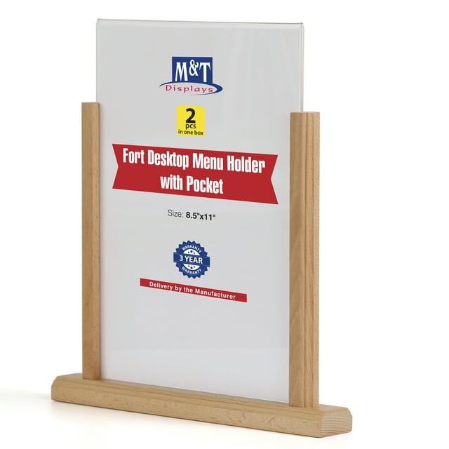 M&T Displays Classic Desktop Menu Holder with Acrylic U Type Pocket ...