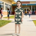 BZSMCE Short Sleeve dress Dress Casual Cotton Dresses-Dark Green Moths ...