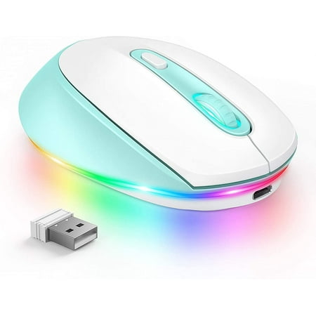 FYBTO Wireless Mouse, Ultra Quiet LED Light Up Mouse with USB Receiver ...