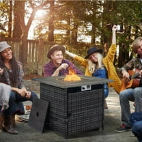 Gymojoy 43 in. Square Brown Metal Propane Gas Outdoor Fire Pit Table ...