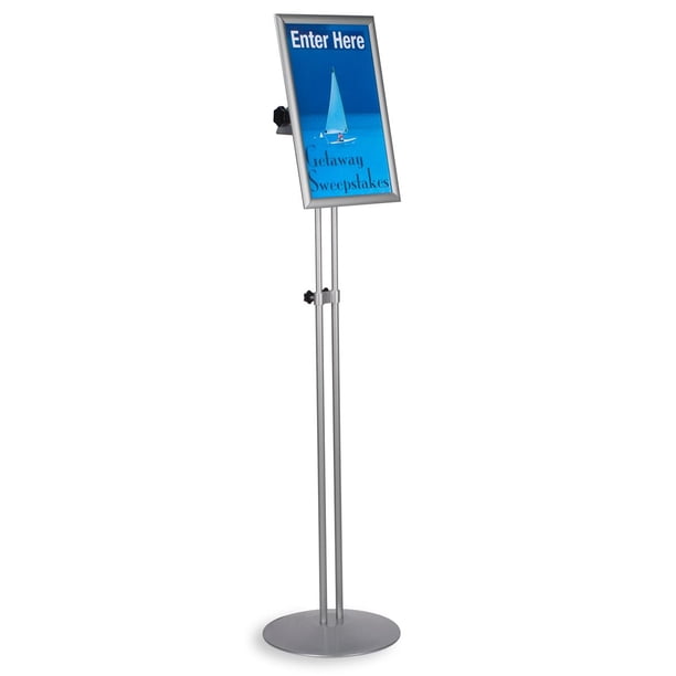 Aluminum Double Pedestal Sign Stand for 11x17 Poster, Height-Adjustable ...