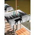 Black Deer Square Outdoor Tablecloth with Umbrella Hole Mountain Forest ...