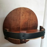 WOVTE Wooden Bourbon Whiskey Barrel Shelf, Hand Crafted Wall Mounted ...