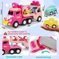 Beefunni 5 in 1 Pink Princess Transport Carrier Car Toy Set with Lights ...