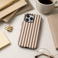 Brown Stripe Tough Phone Case for iPhone 17 16 15 14 13 12 11, Neutral ...