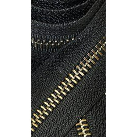 19" Jacket Zipper Medium Weight YKK #5 Antique Brass ~ Separating ~ 580 Black (1 Zipper/pack ...