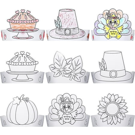 24 Pieces Color Your Own Crowns Thanksgiving Paper Crown Turkey ...