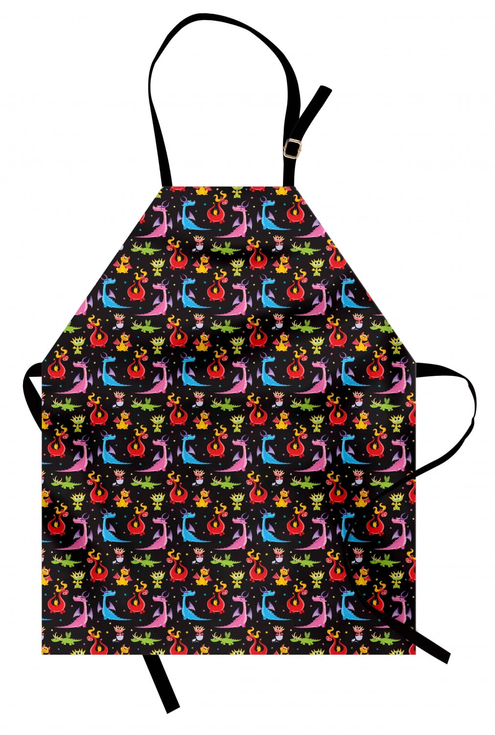 Dragon Apron, Different Kinds of Colorful Comic Dragons on a Black ...