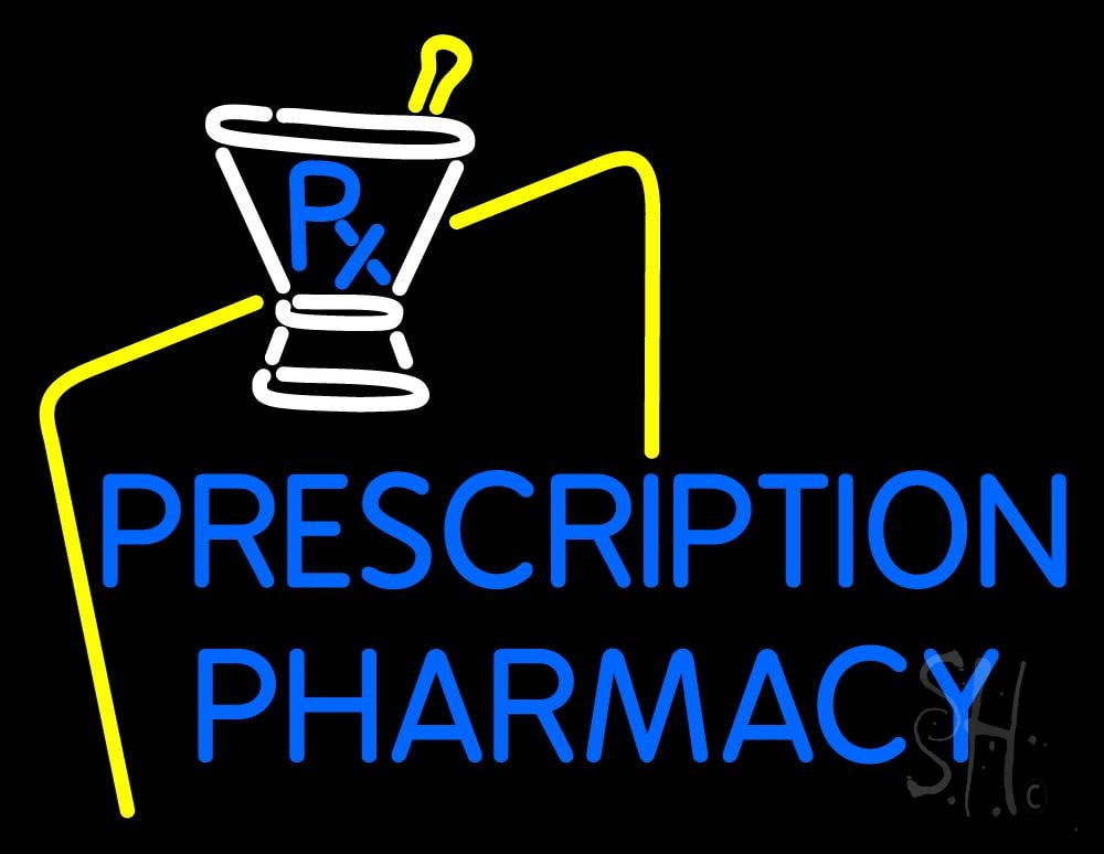 Prescription Pharmacy LED Neon Sign 15 x 19 - inches, Black Square Cut ...