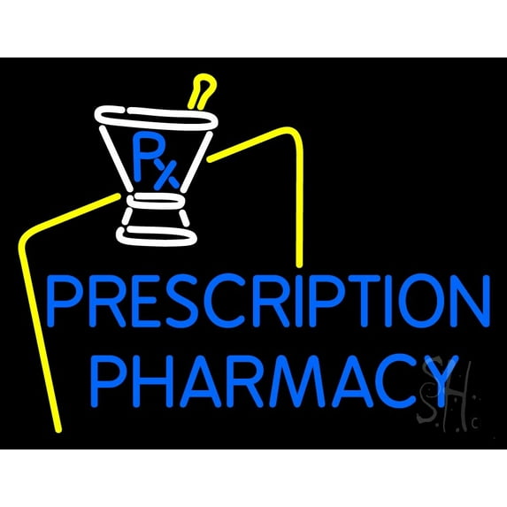 Prescription Pharmacy LED Neon Sign 24 x 31 - inches, Black Square Cut ...