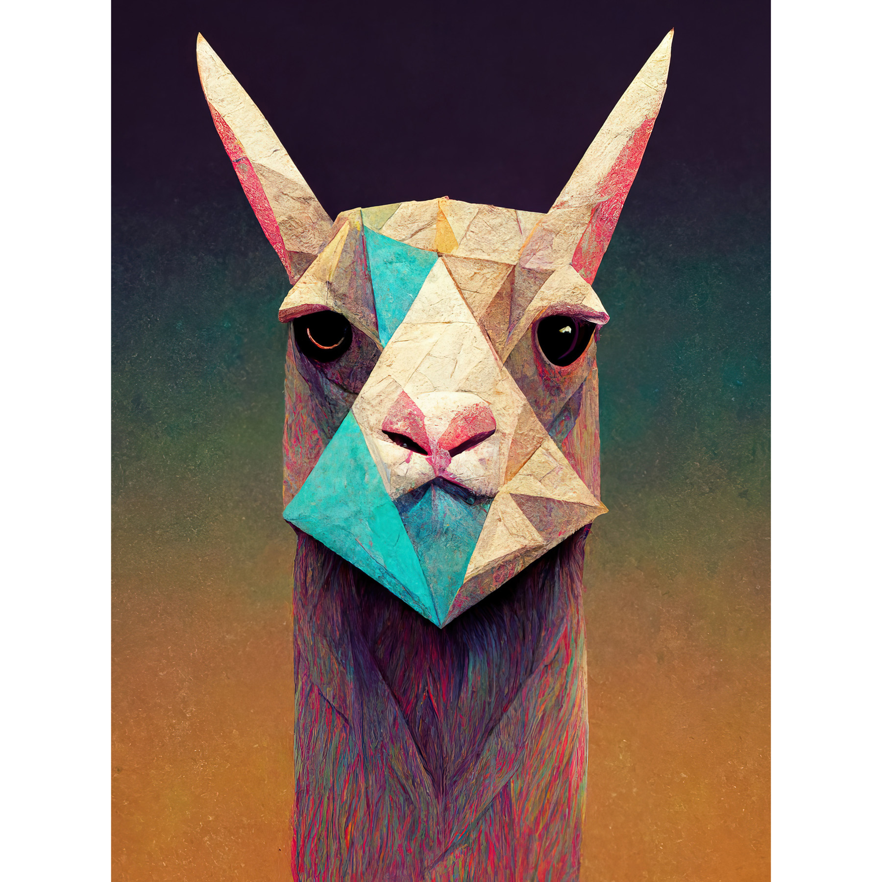 Curious Llama Geometric Pastel Unframed Wall Art Print Poster Home ...