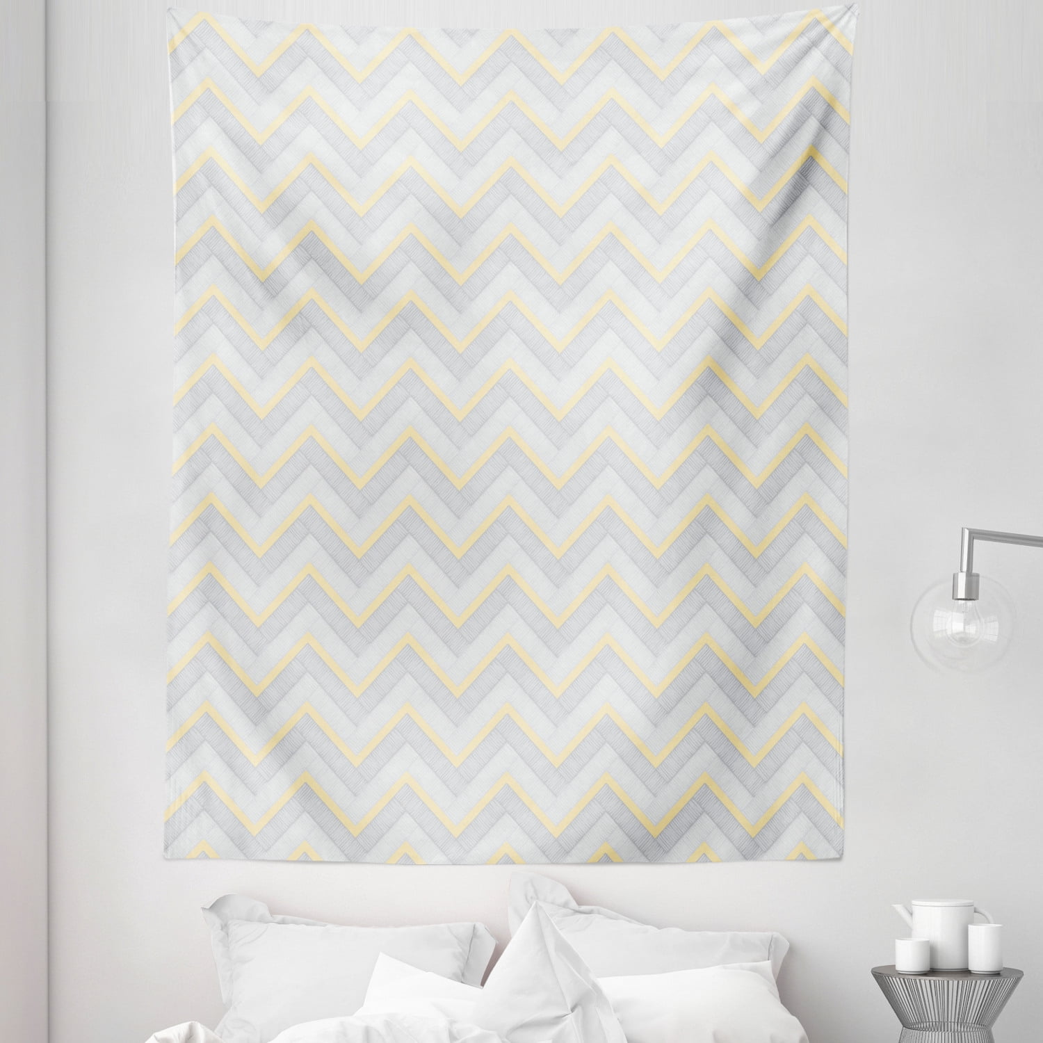 Grey Tapestry, Vintage Chevron Pattern with Pale Pastel Colors Zig-zag ...