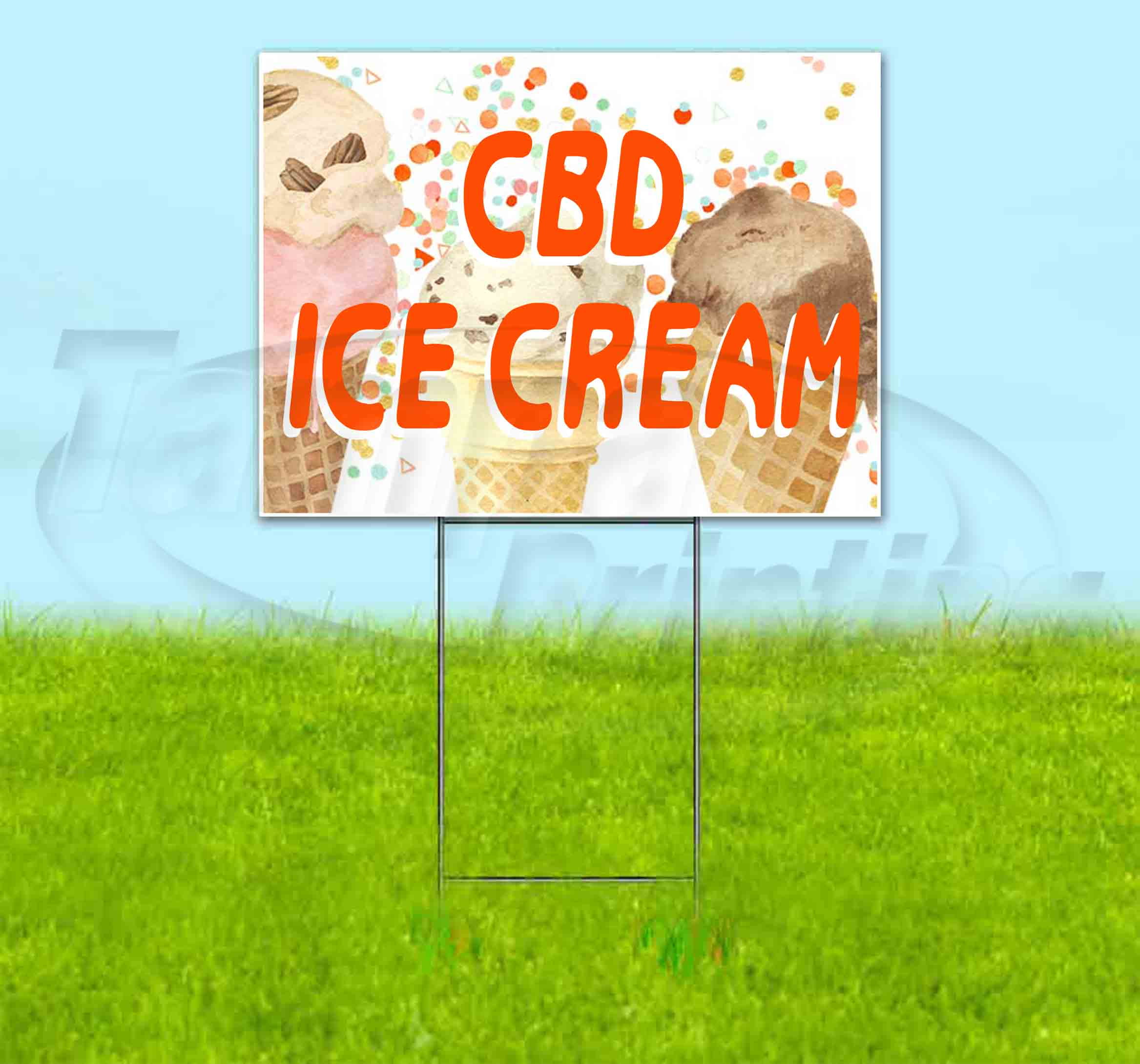 Dots & Cones Cbd Ice Cream (18" X 24") Yard Sign, Includes Metal Step ...